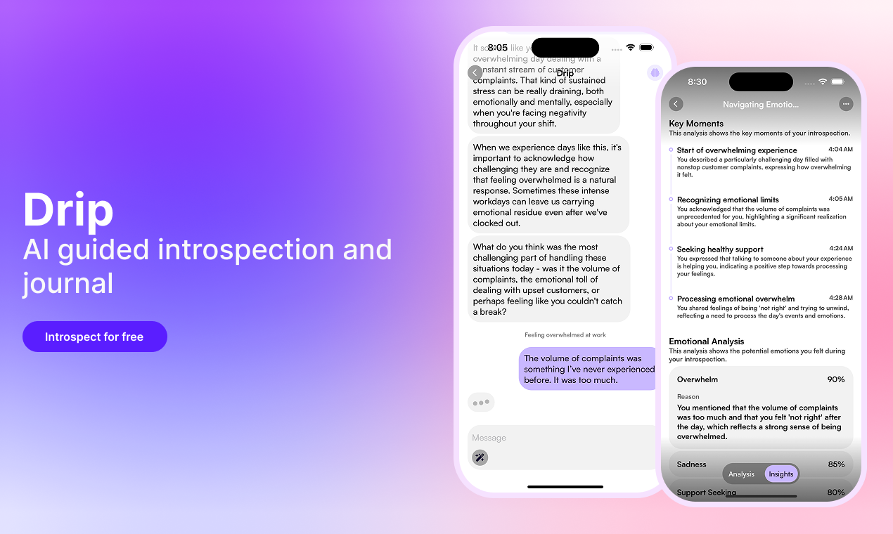 A.I Powered introspections & journaling - Drip | Product Hunt