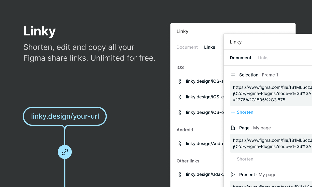 Linky: Shorten, edit and copy your Figma share links | Product Hunt