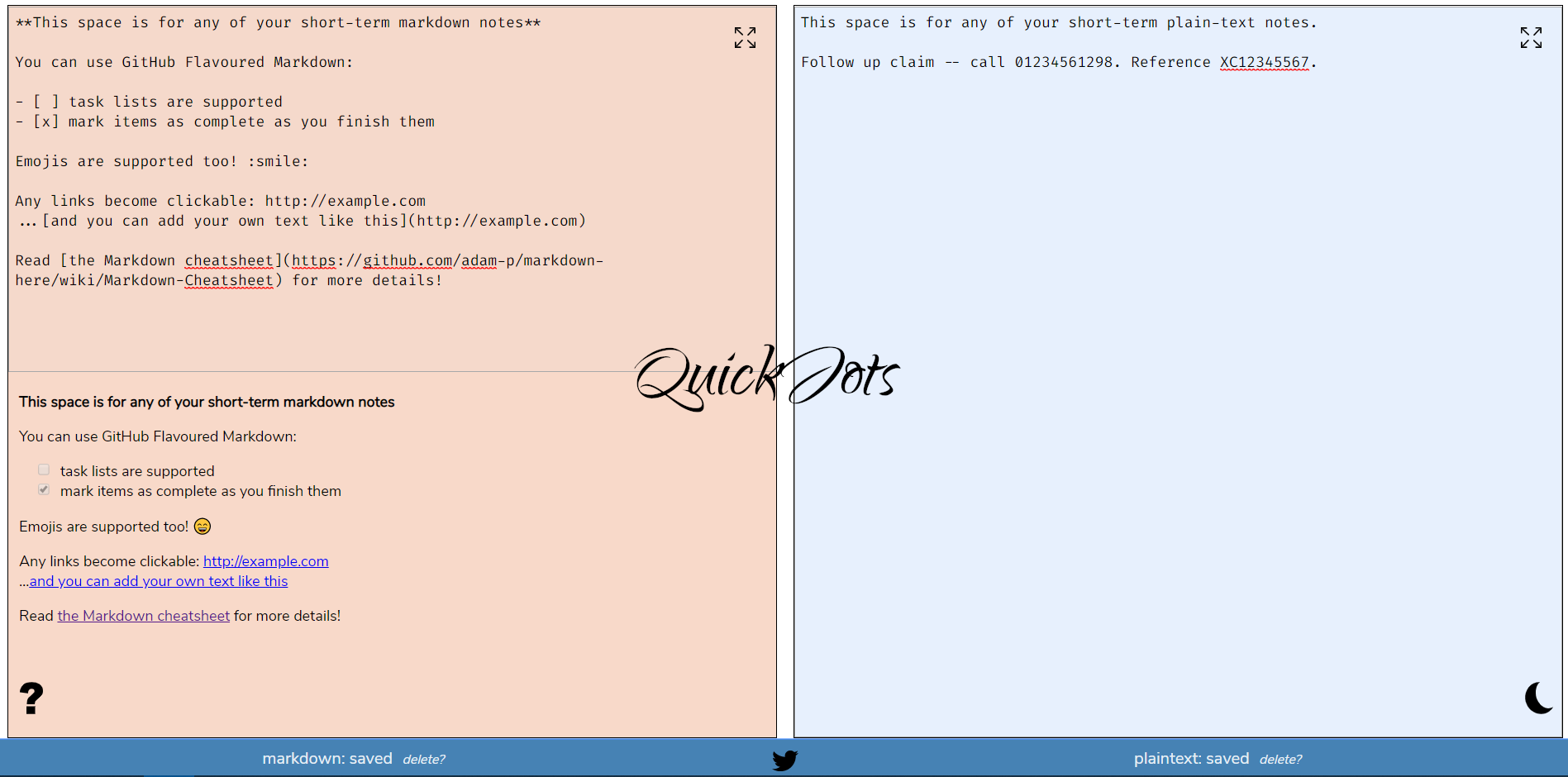 QuickJots: Jot down & auto-save quick notes, in Markdown or plain text ...