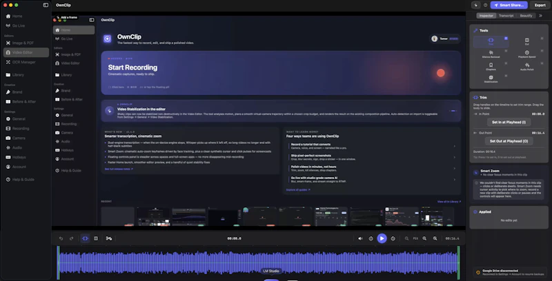 OwnClip - Native macOS screen recorder with local-first AI privacy ...