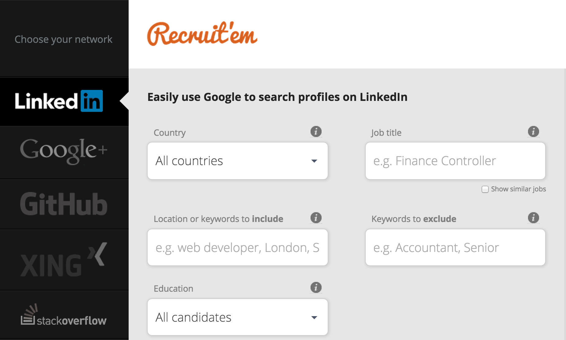 Recruit 'Em: X-ray search for LinkedIn, StackOverflow & more | Product Hunt