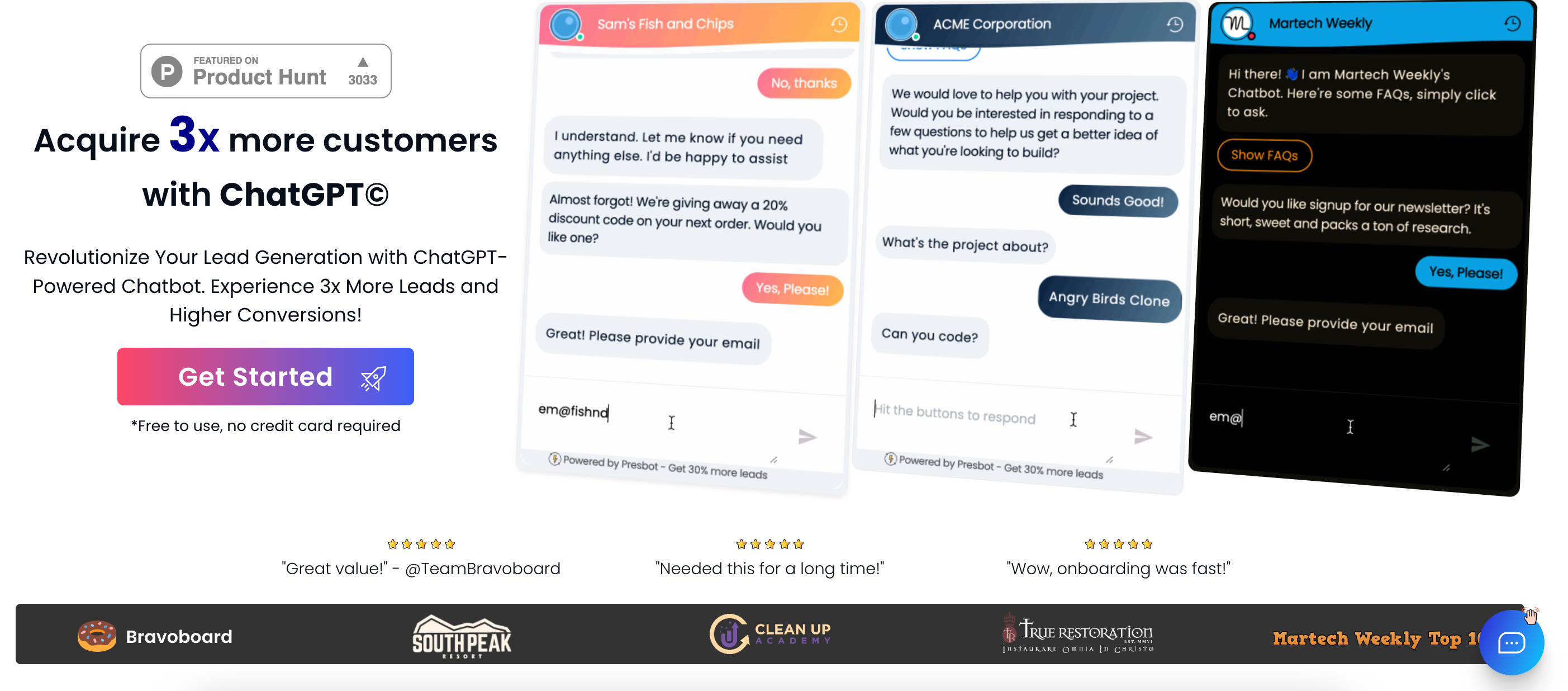 Presbot: Acquire 3X more customers with our Chatbot Platform | Product Hunt