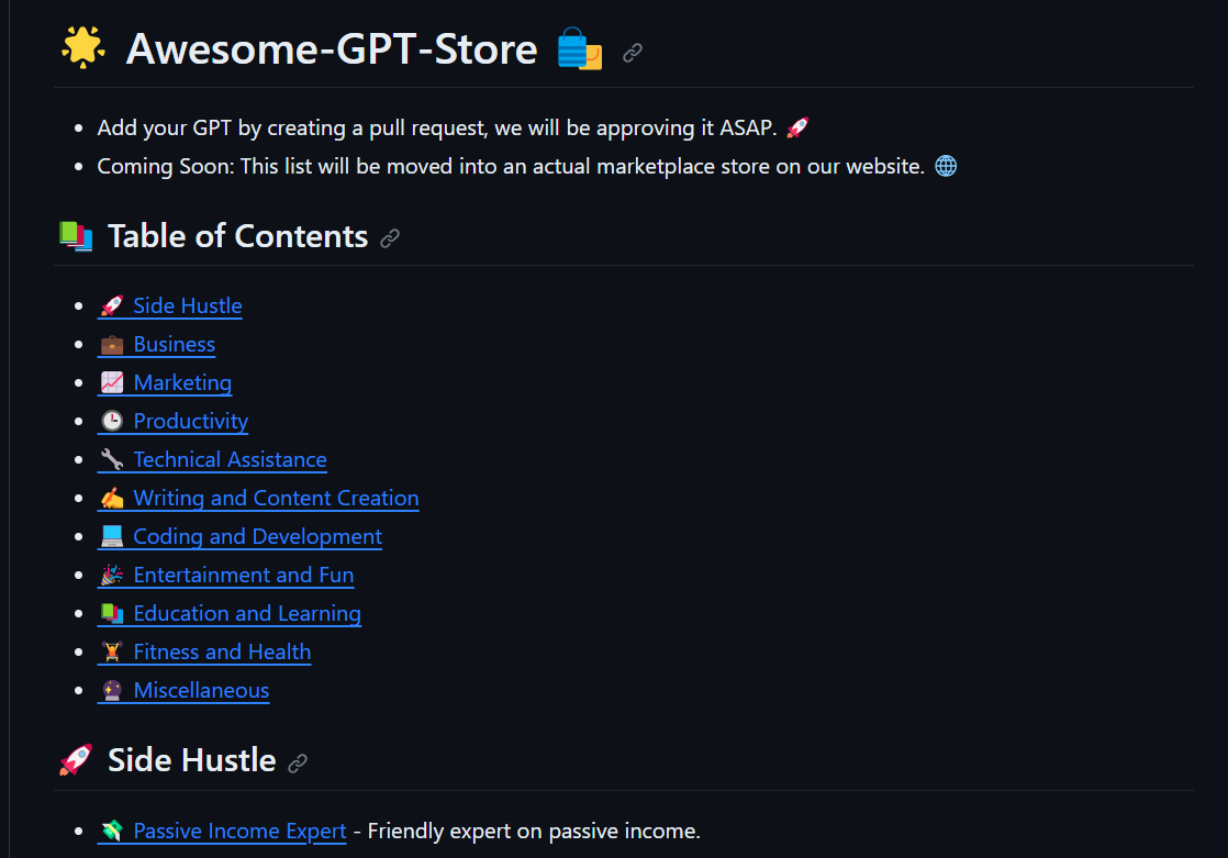 Awesome-GPT-Store: Github repository of curated GPTs | Product Hunt