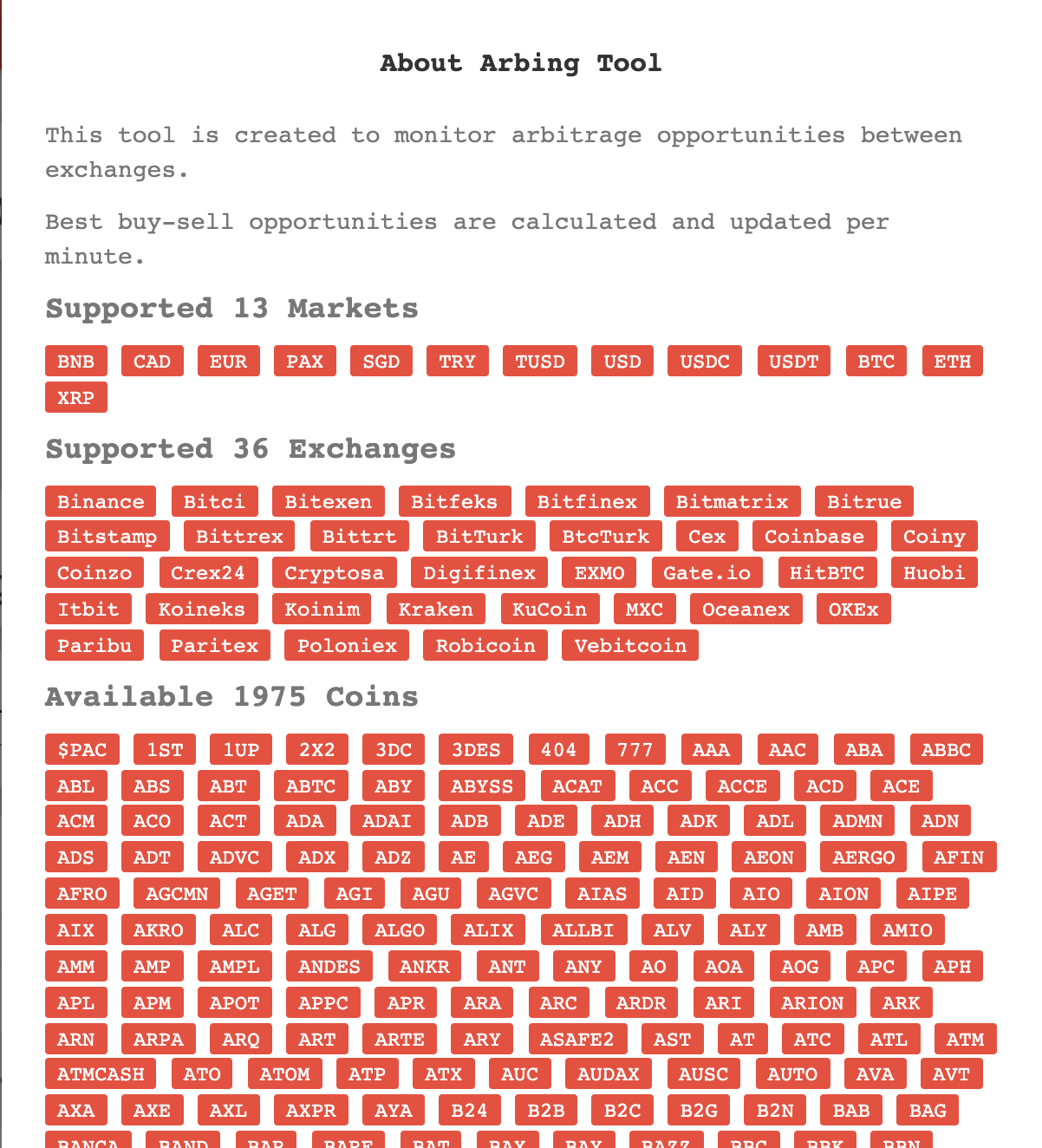 Arbing Tool: Monitor arbitrage opportunities between exchanges ...