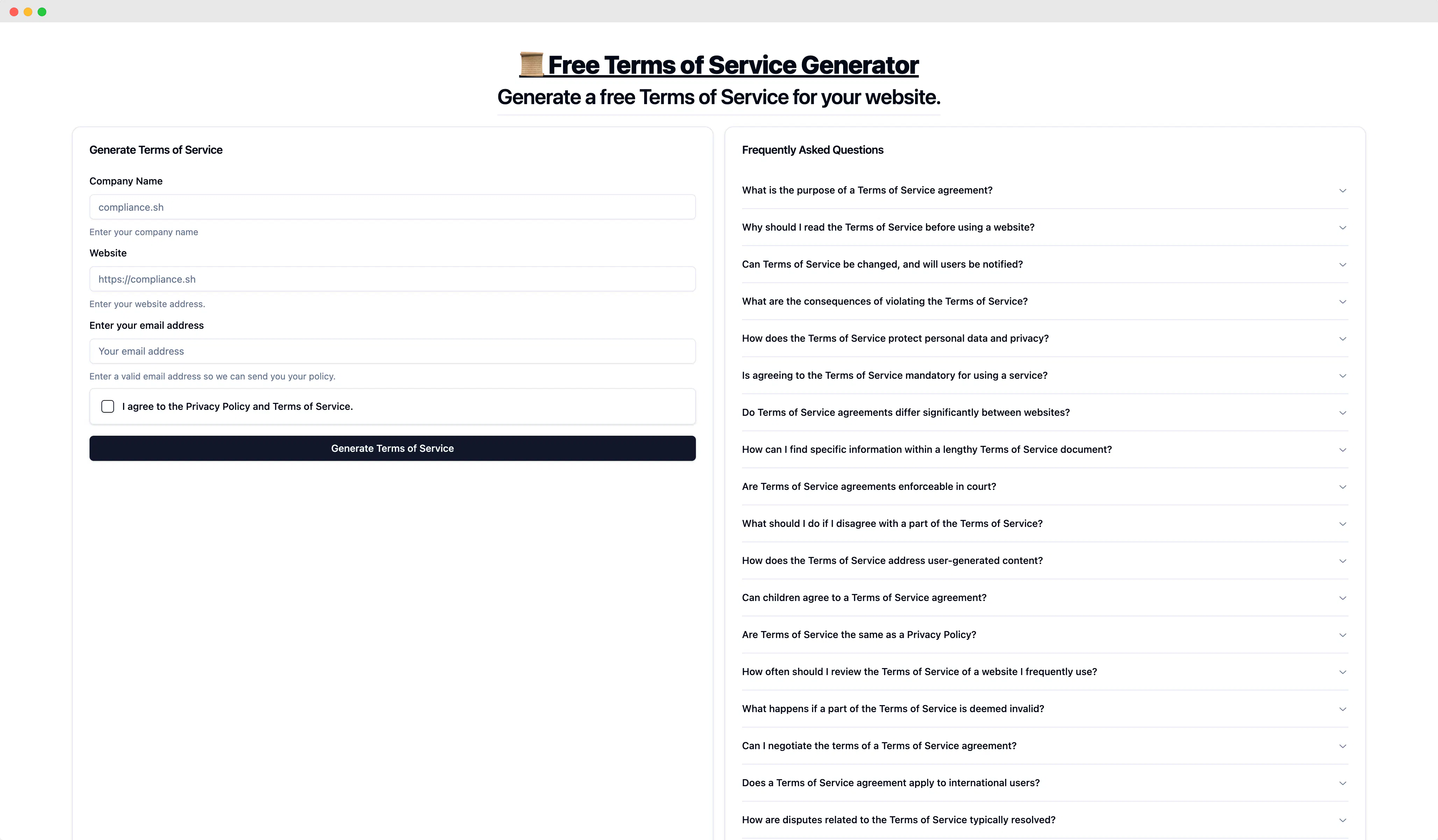 Free AI Privacy Policy & ToS Generator: Generate your privacy policy ...