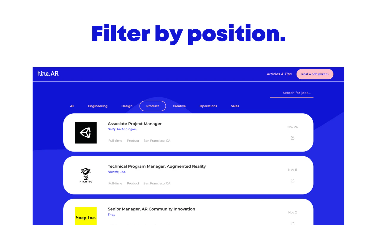 hire.AR - A job board for augmented reality jobs | Product Hunt