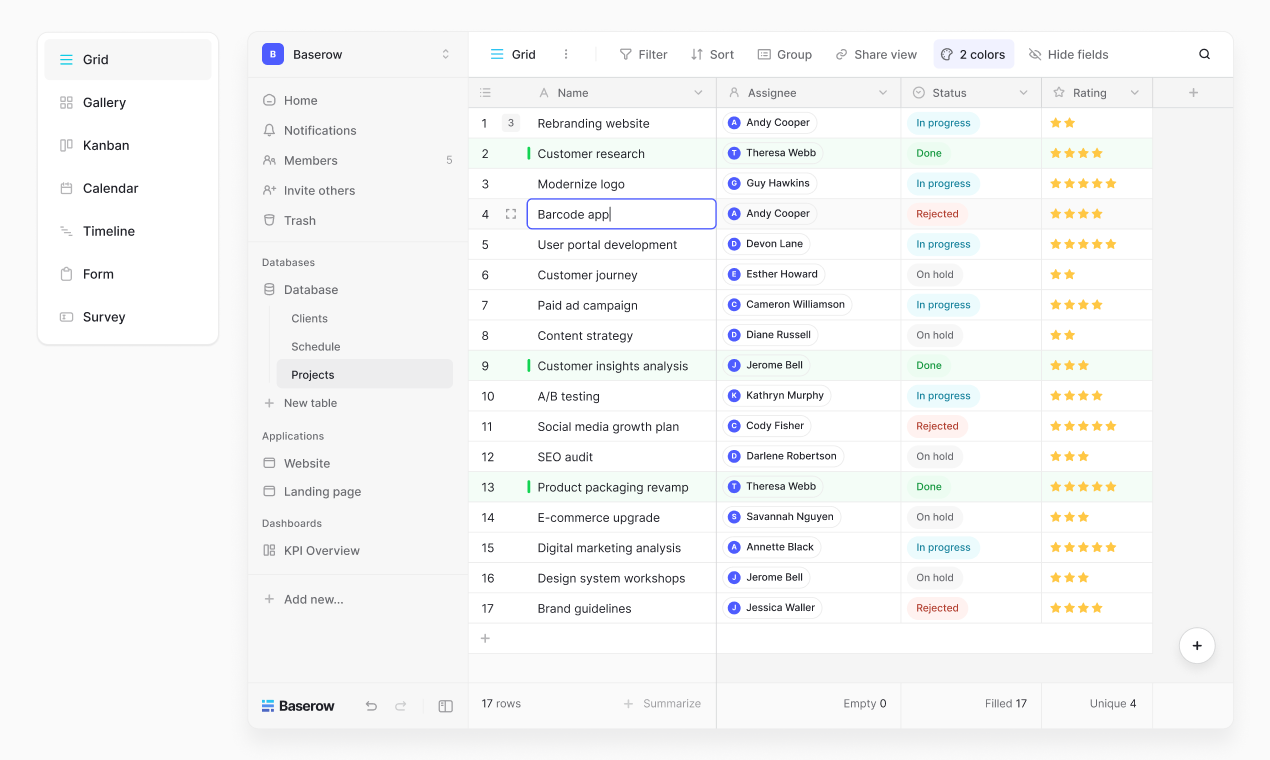 Baserow: Create scalable databases and applications—without coding | Product Hunt