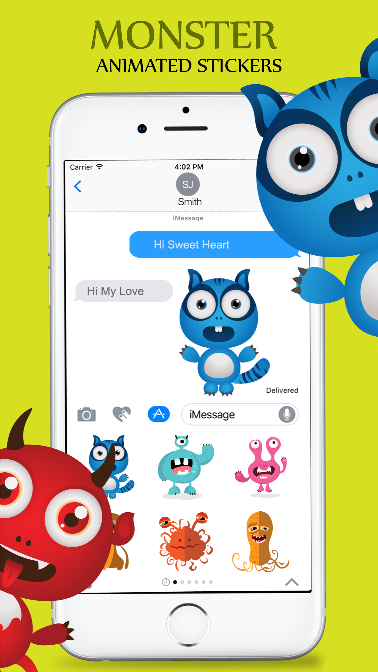 Animated Cute Monsters Stickers for iMessage - Product Information ...