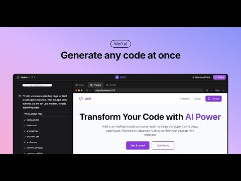 We0.ai: Design to code, full-stack AI development one step ahead | Product Hunt