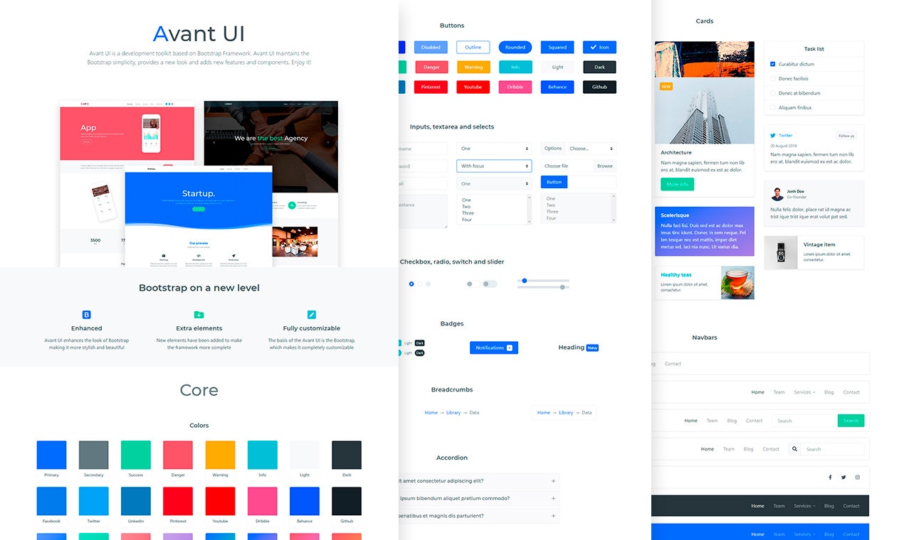 Avant UI Kit: A free Bootstrap UI Kit for web development | Product Hunt