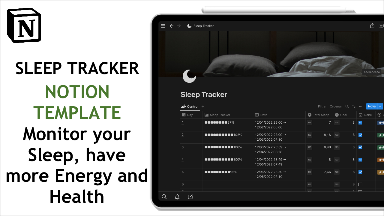 Notion Template - Sleep Tracker: Control your sleep, have more health ...