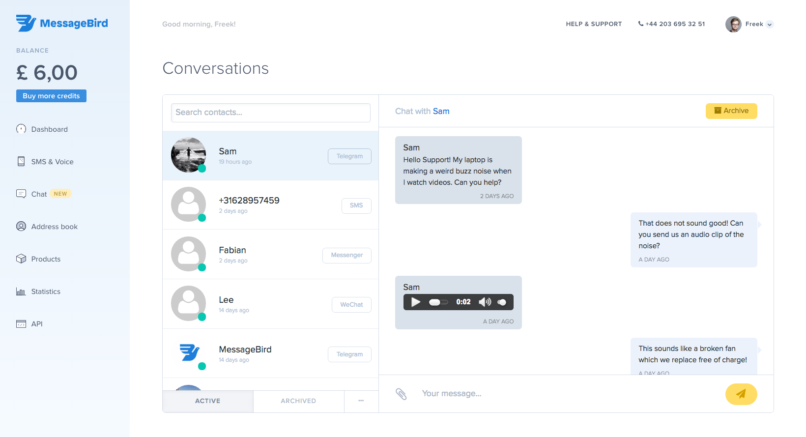 Messagebird Chat Api Connect With Your Customers Through Different Messaging Apps Product Hunt