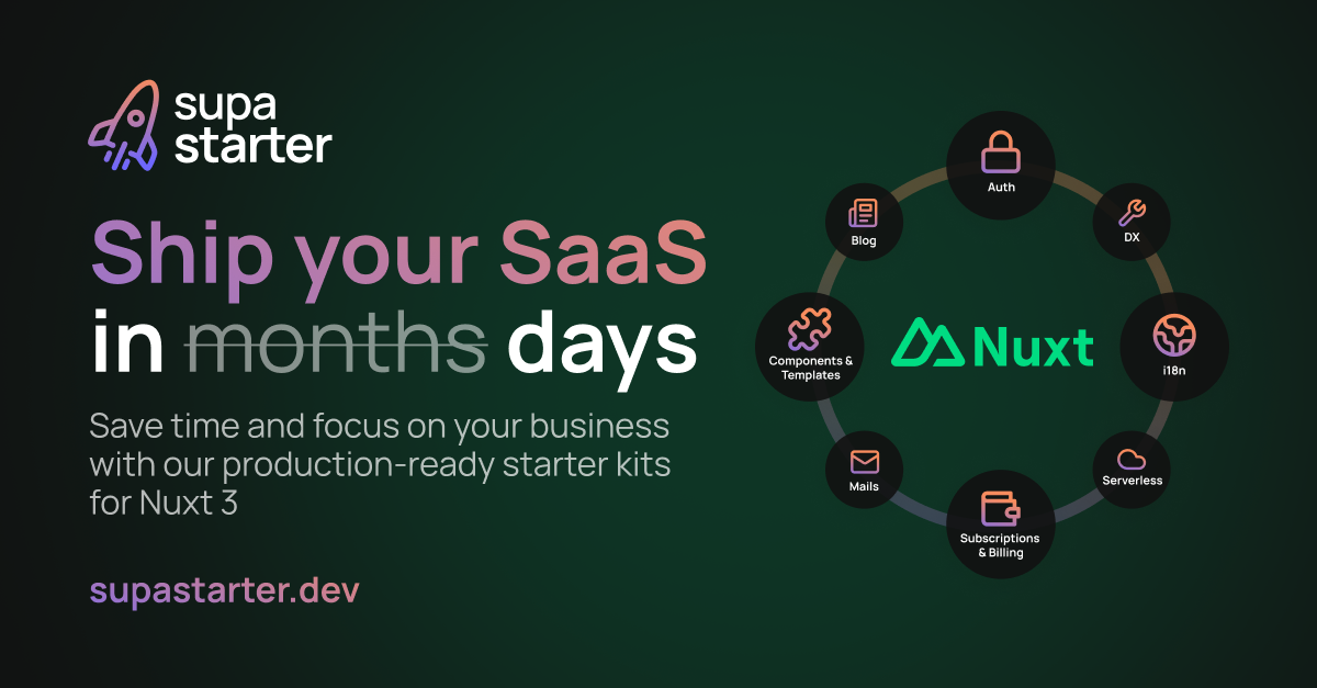 supastarter for Nuxt 3: The ultimate SaaS starter kit for Nuxt 3 | Product Hunt