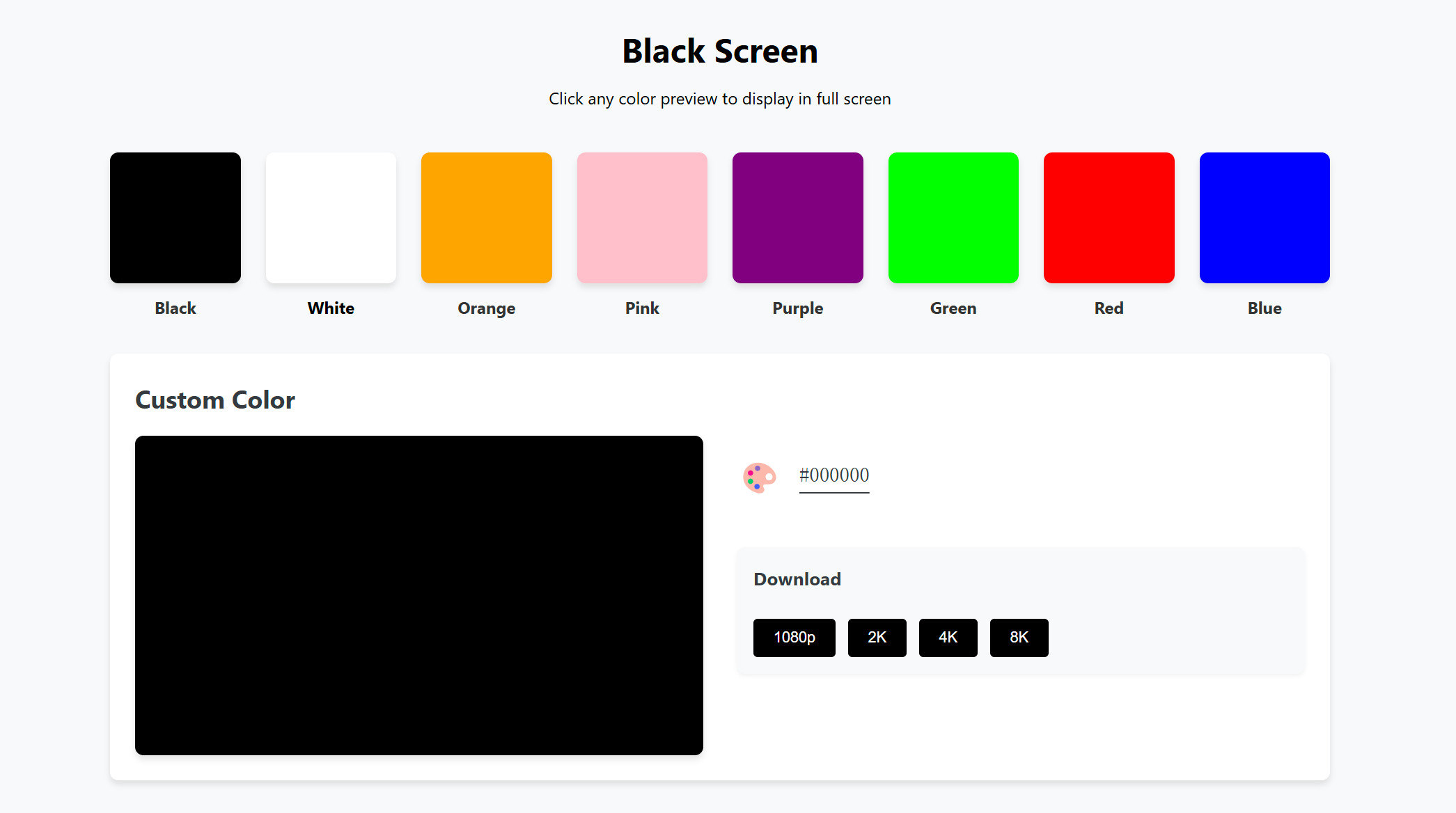 Black Screen: Full-screen color display | interactive color viewer ...