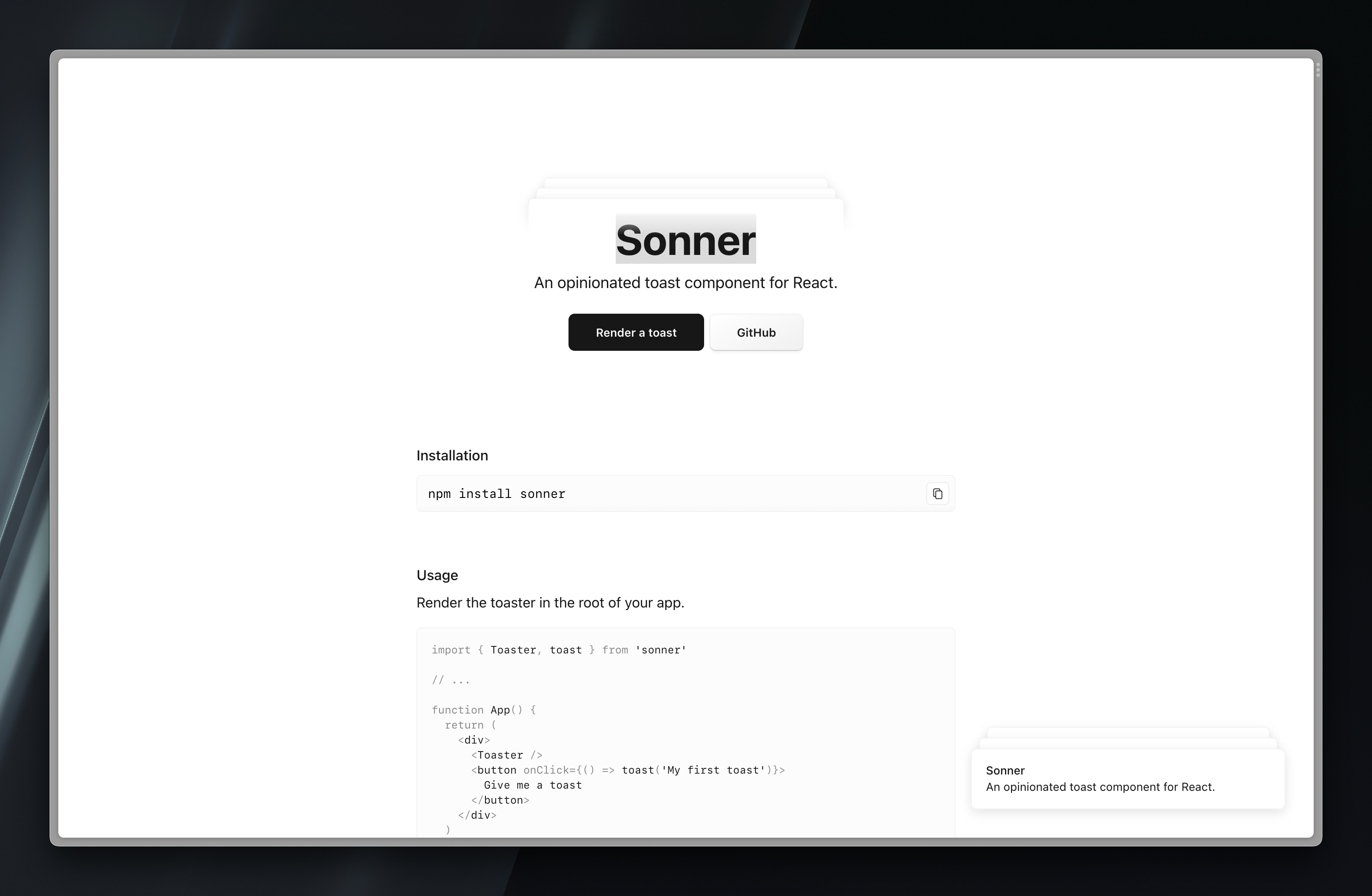 Sonner : An opinionated toast component for React. | Product Hunt