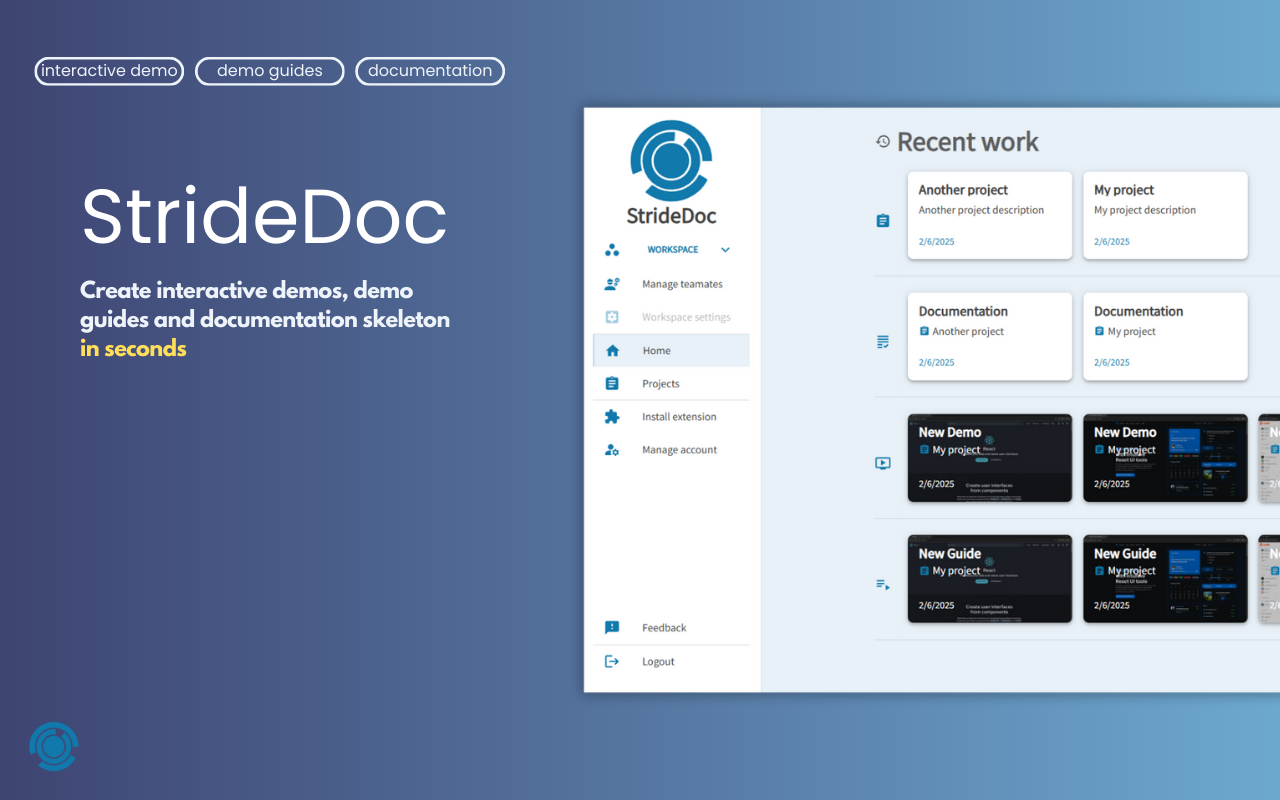 StrideDoc: Interactive demos, step-by-step, and full documentation | Product Hunt