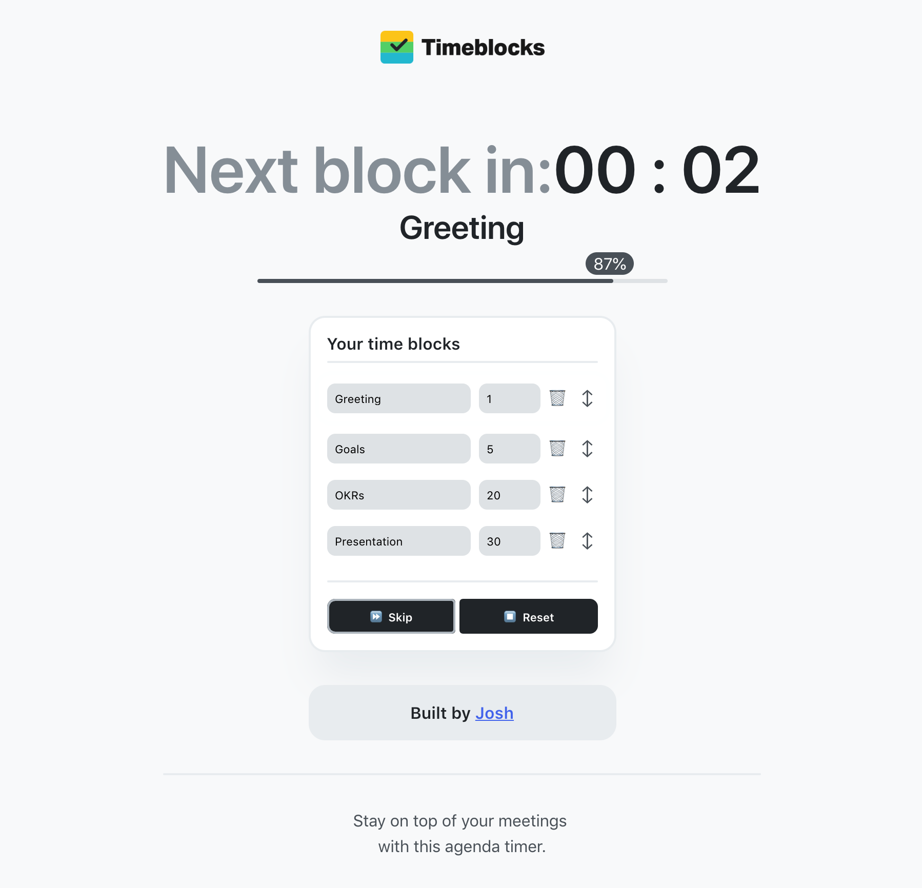 Timeblocks - Stay on top of your meetings with this agenda timer ...