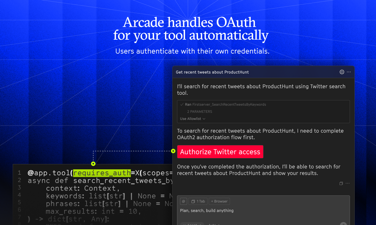 Secure MCP Framework by Arcade.dev: Skip migration and launch MCP with built-in Auth | Product Hunt