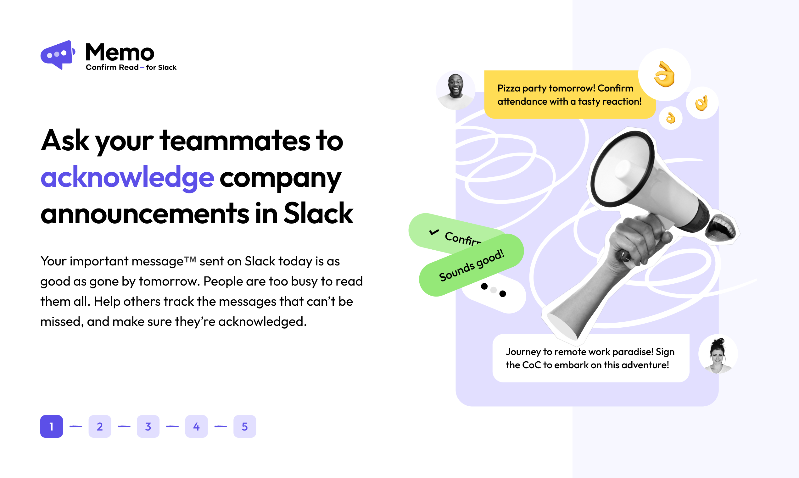 Memo - Confirm Read for Slack: Ask teammates to acknowledge company ...