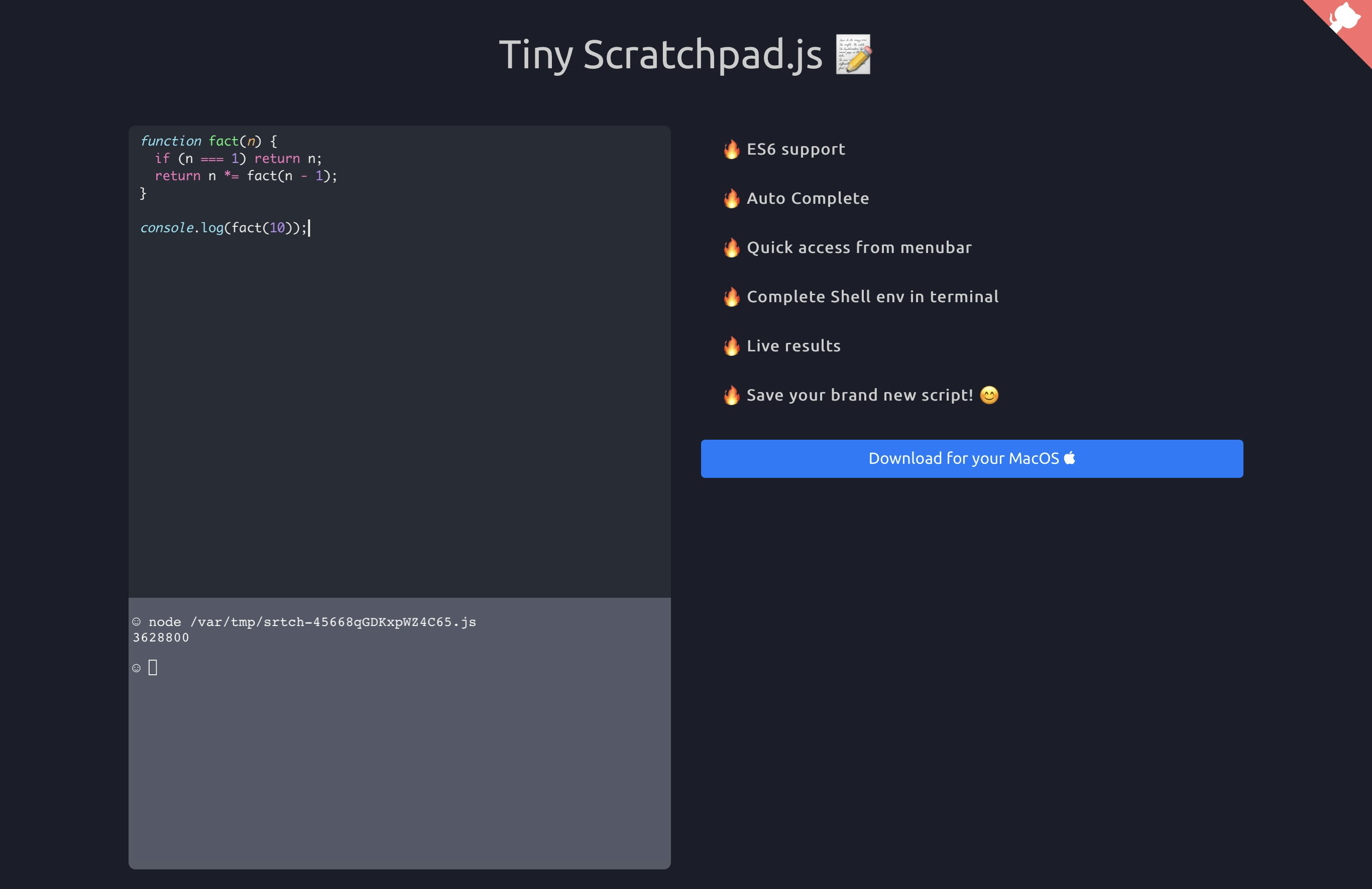 TinyScratchpad.js: Node.js scratchpad for macOS with direct access from ...
