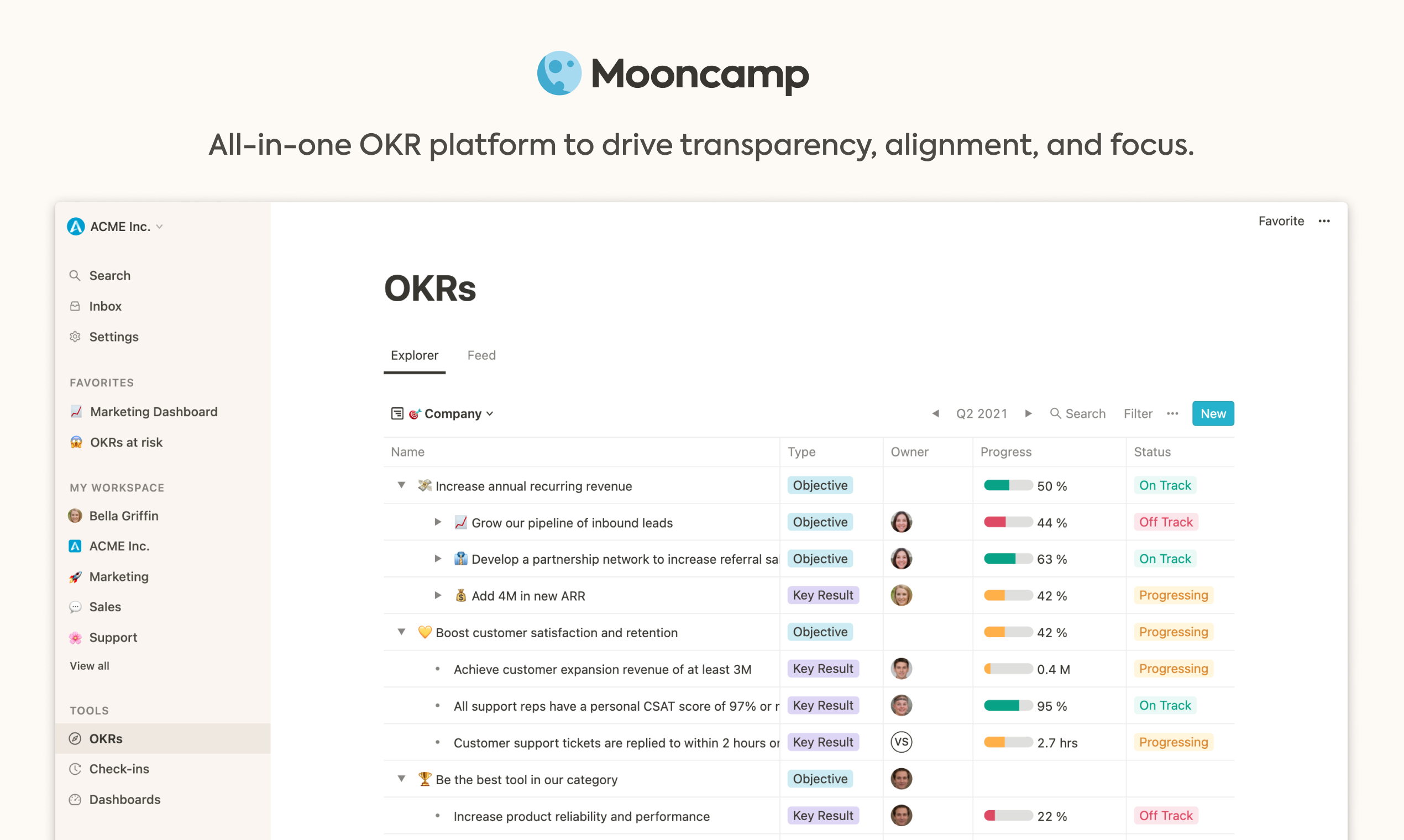 Mooncamp - If Notion and OKRs had a baby | Product Hunt