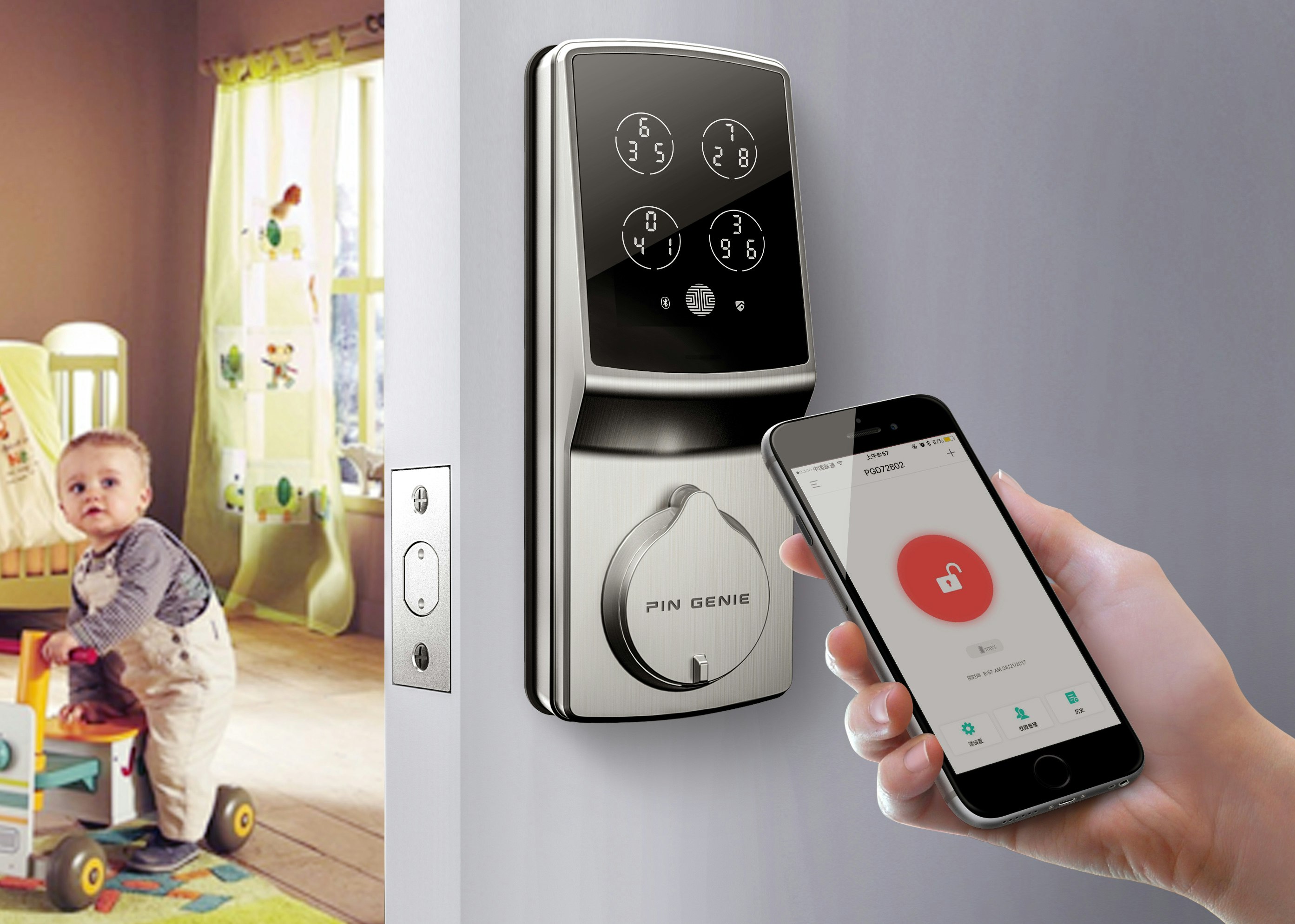 Digital Door Lock Keyless Syncs with Smartphone: smart home, smart lock ...