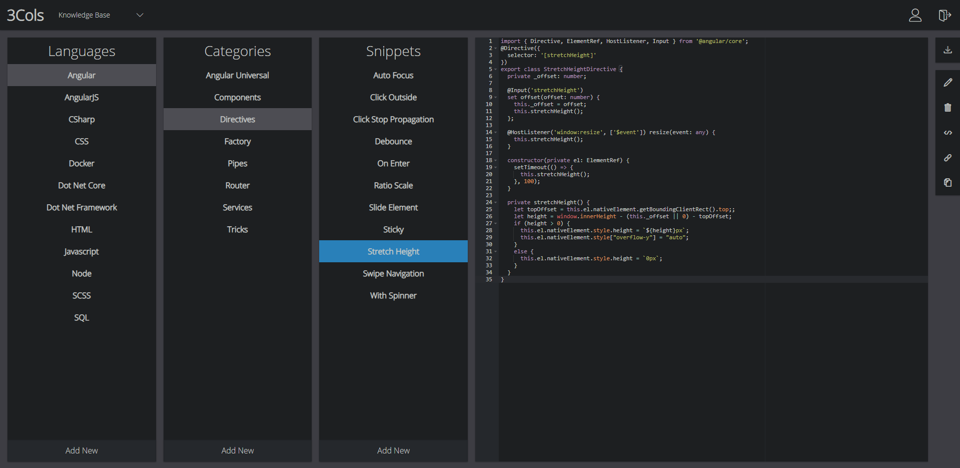 3Cols: Cloud snippet manager for personal and collaborative code ...