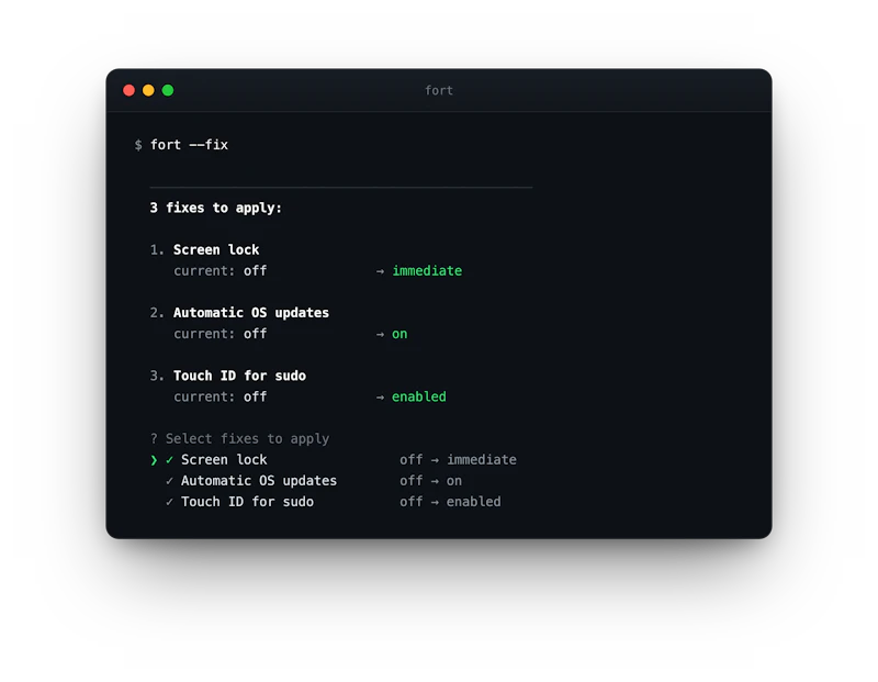 fort - One command to audit and fix your Mac's security | Product Hunt ...