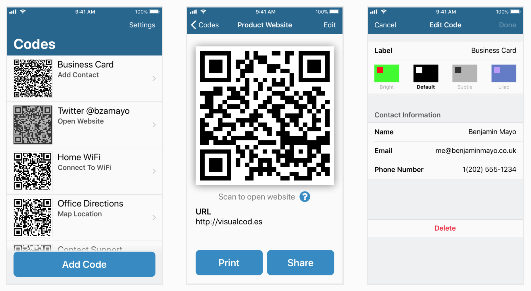 Visual Codes: Turn your iPhone into a QR code generator | Product Hunt