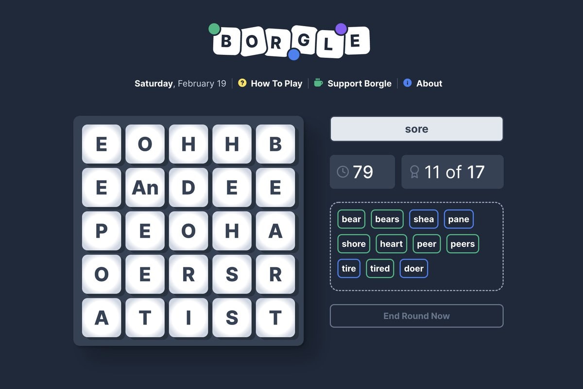 Borgle: A daily word search game, find as many words as you can ...