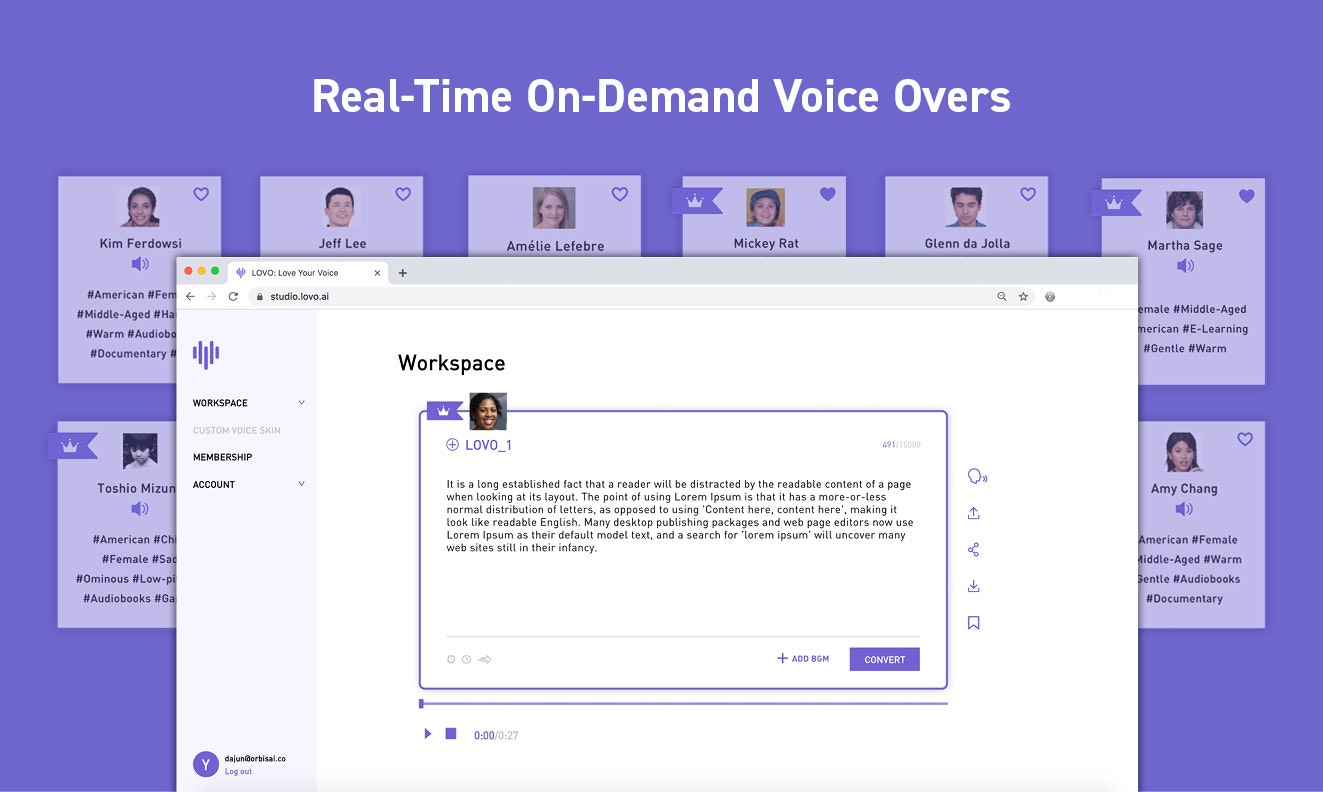 LOVO Studio: AI voiceover & voice cloning platform for your content ...