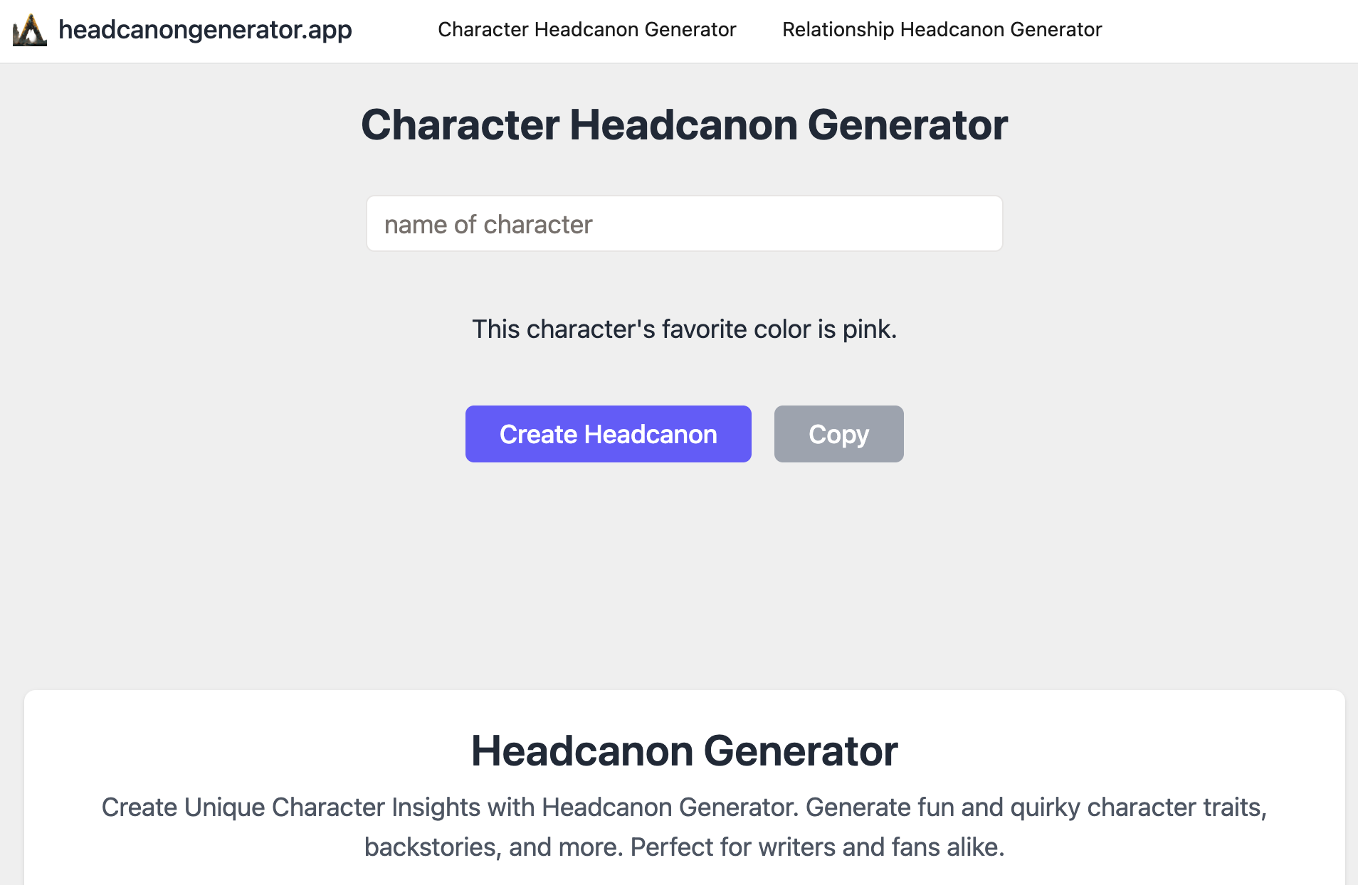 Headcanon Generator: Free character headcanon generator | Product Hunt