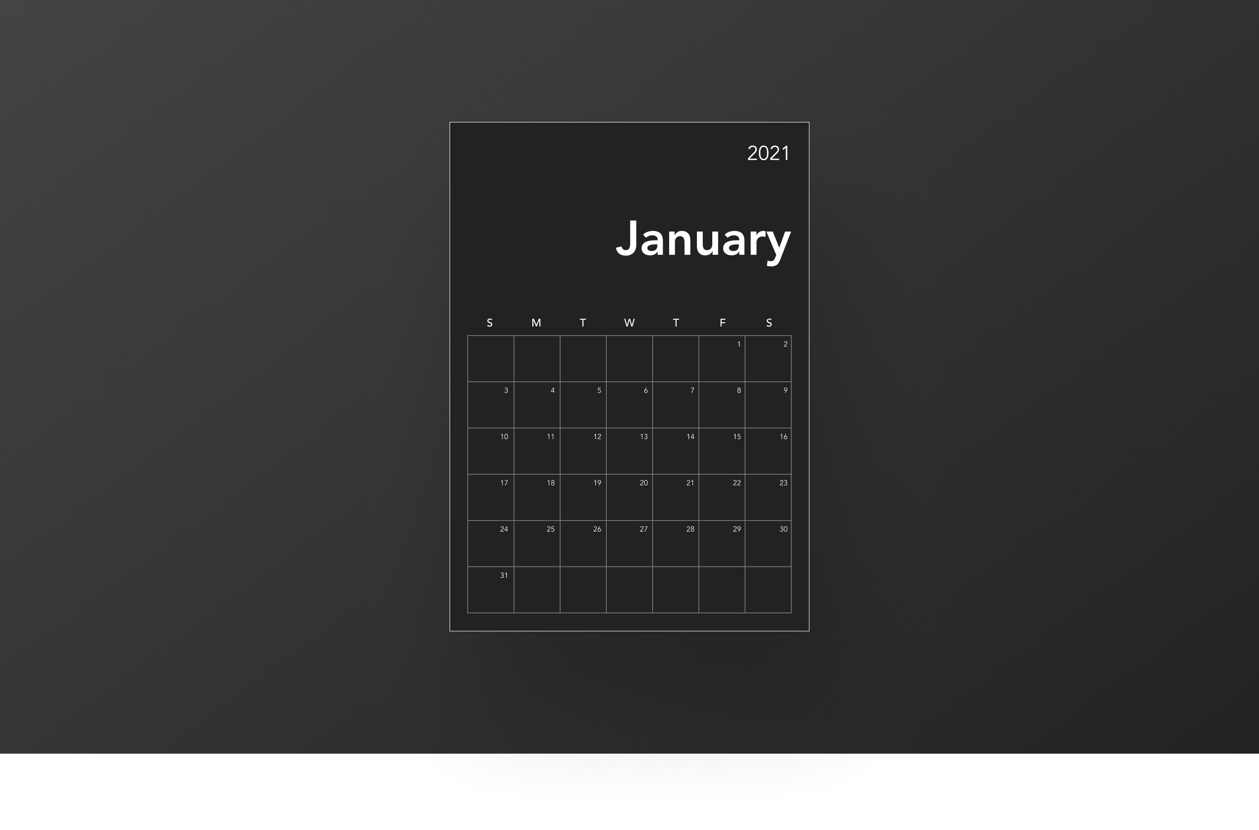 Minimal Calendar For 2021 - Dark & light, printable calendars for ...