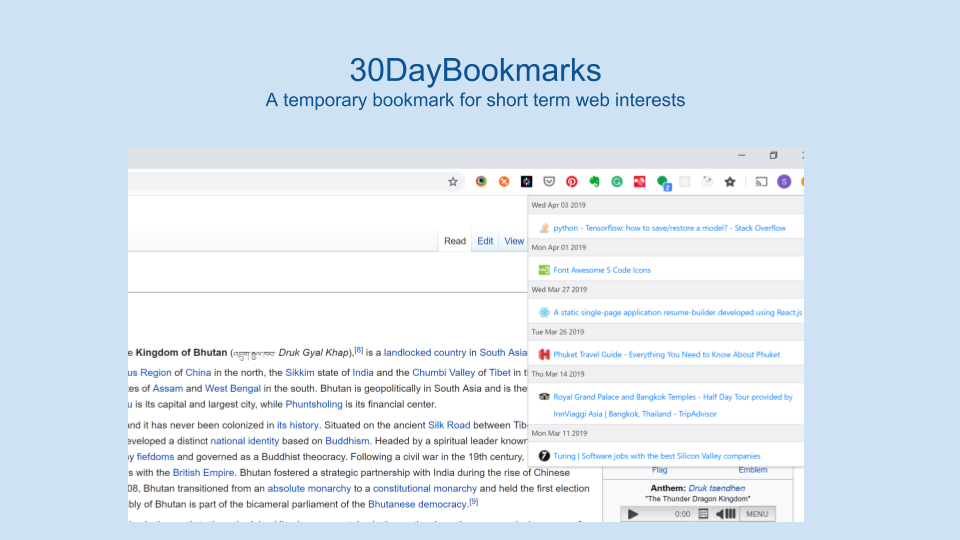 30DayBookmarks: A temporary bookmark to save short term web interests | Product Hunt