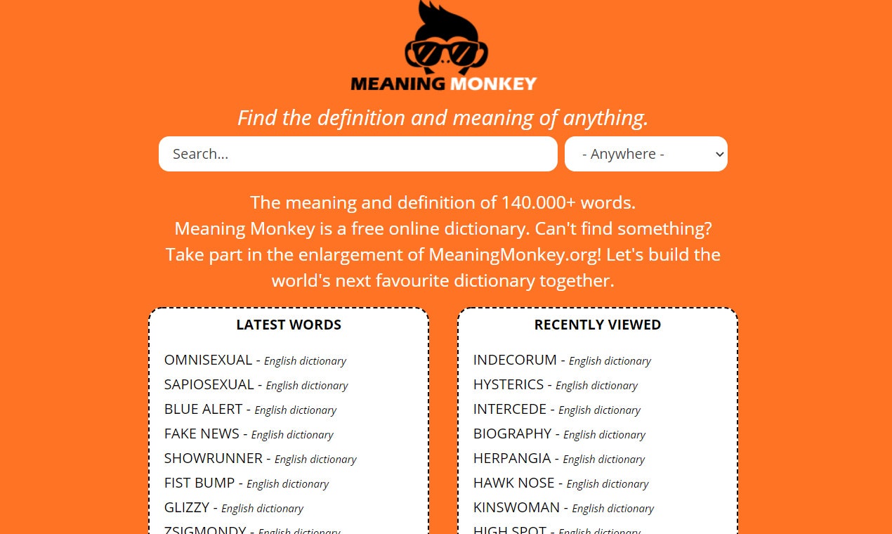 Meaning Monkey: Find the definition and meaning of anything. | Product Hunt