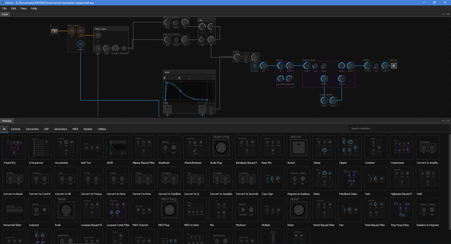 Axiom: An extremely flexible node-based realtime audio synthesizer ...