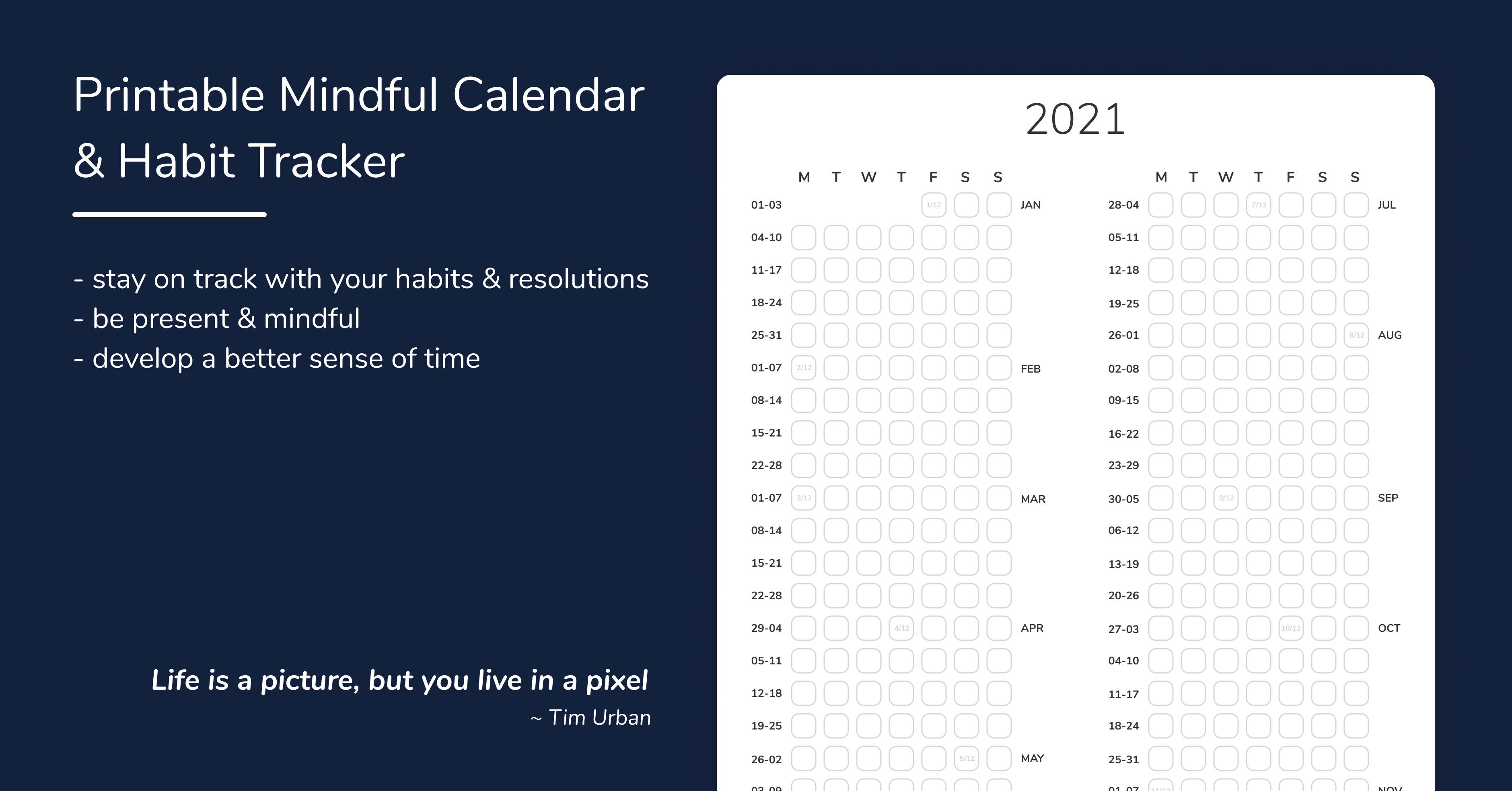 2021 Printable Calendar & Habit Tracker - Product Information, Latest ...