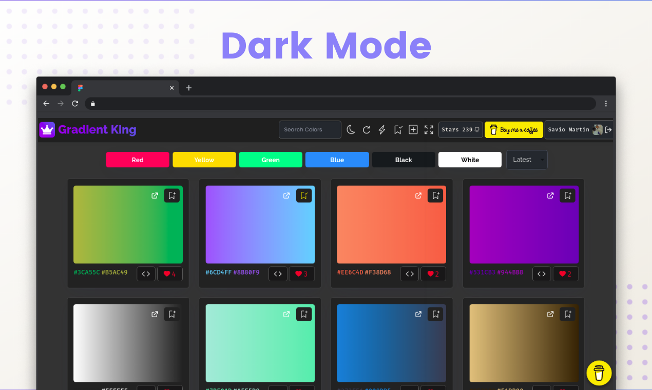 Gradient King - Curated collection of 125+ fresh gradients | Product Hunt