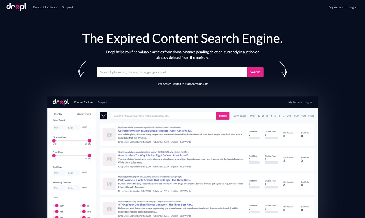 The Expired Content Search Engine: Dropl helps you find valuable ...
