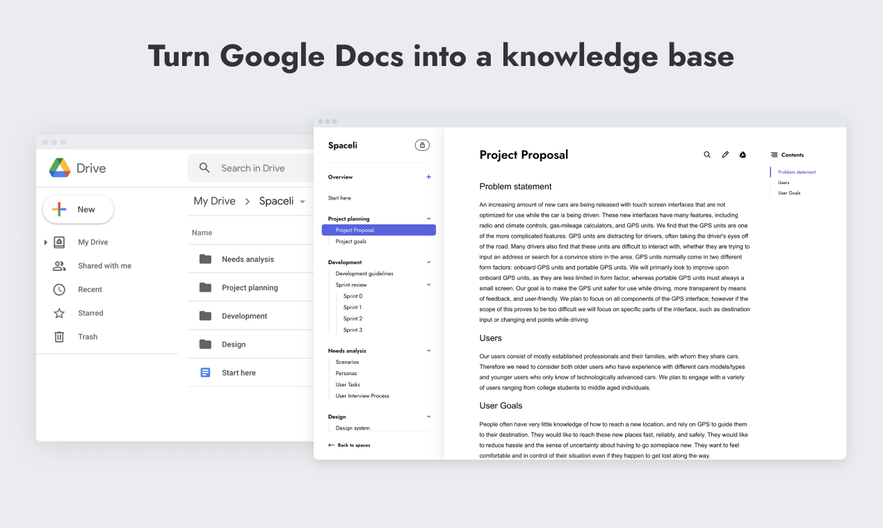 Spaceli: Turn Google Docs into a knowledge base | Product Hunt