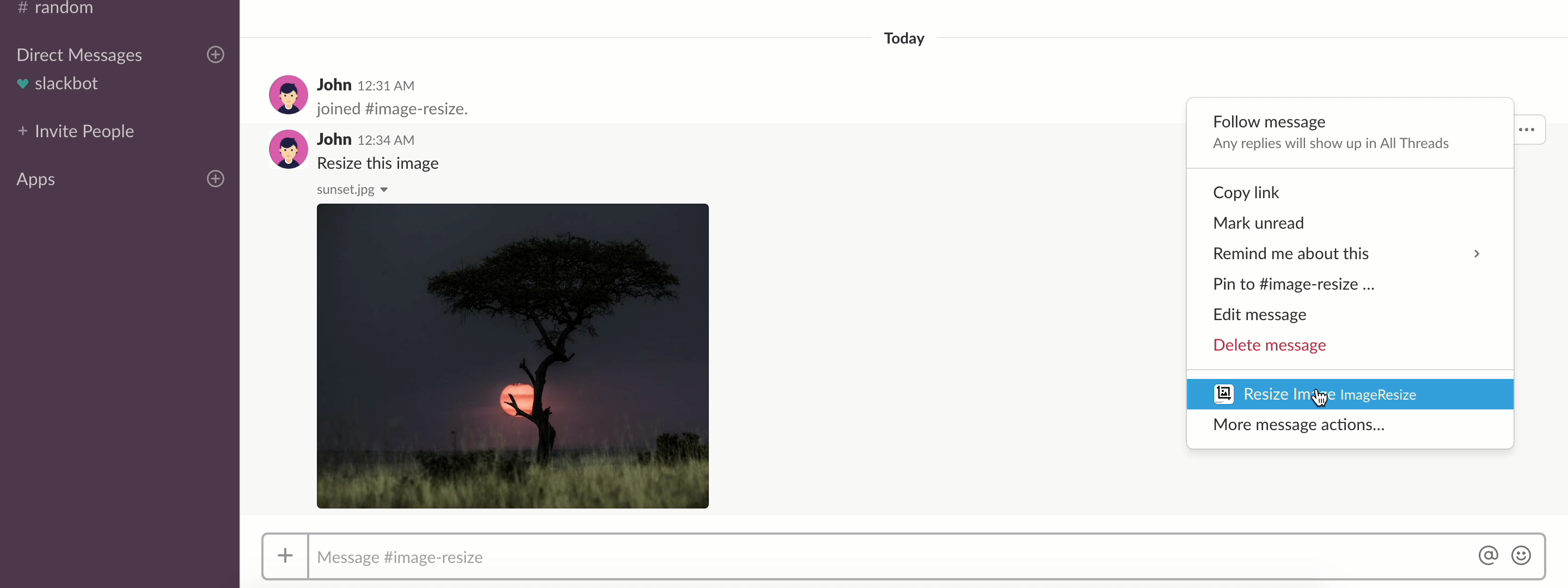 ImageResize: Simple workflow for resizing images in slack | Product Hunt