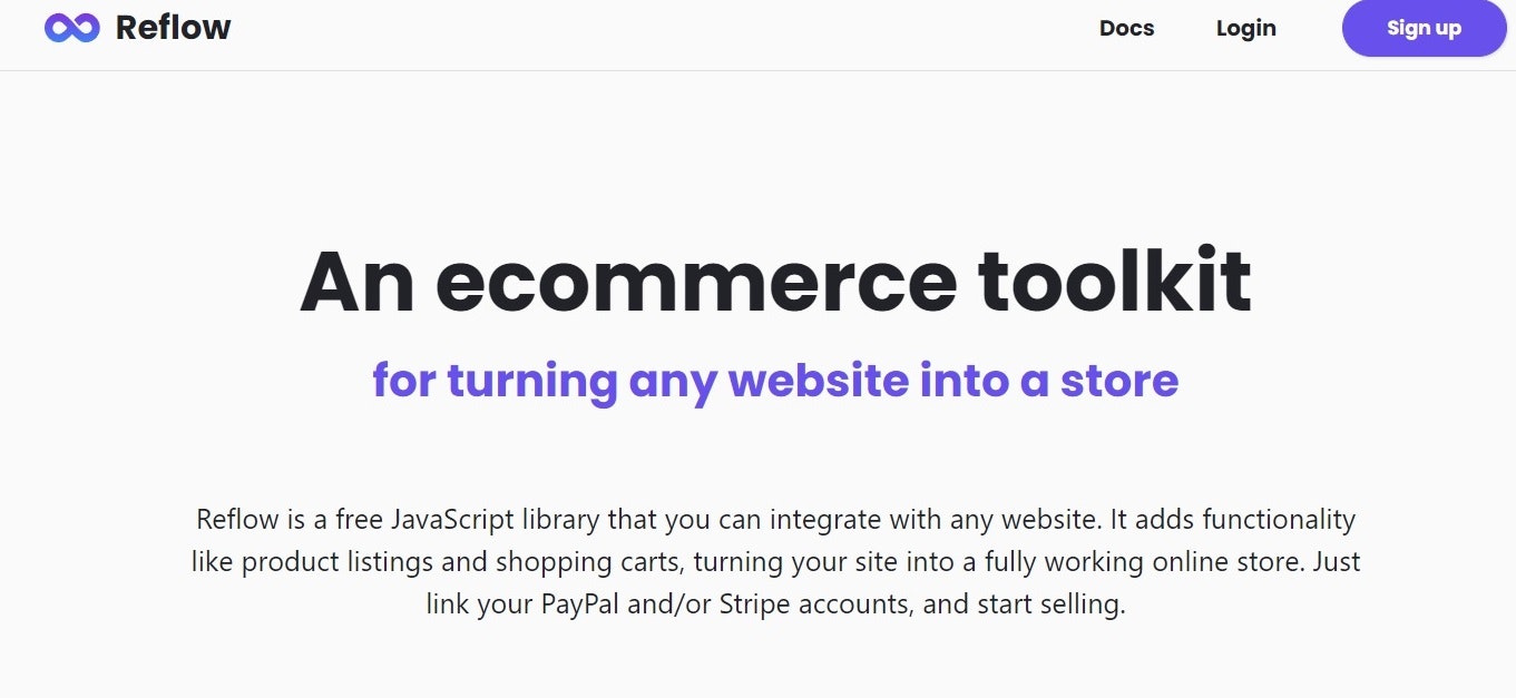 Reflow Ecommerce: An ecommerce toolkit for turning any website into a store | Product Hunt