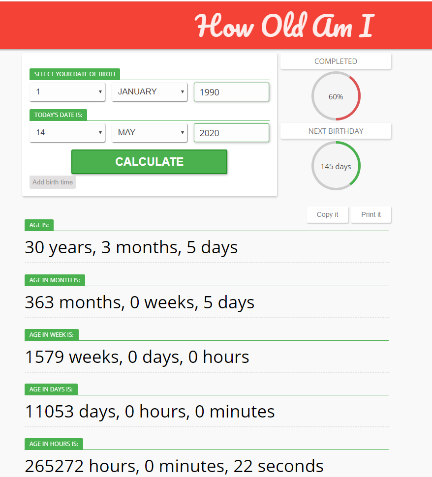 How Old Am I - Age Calculator: Your exact age in details like year ...