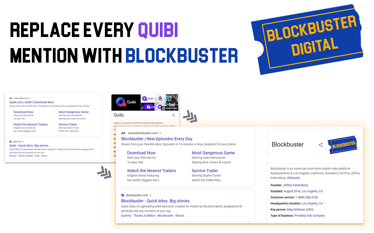 Blockbuster Digital: Replace every Quibi mention on the internet with ...