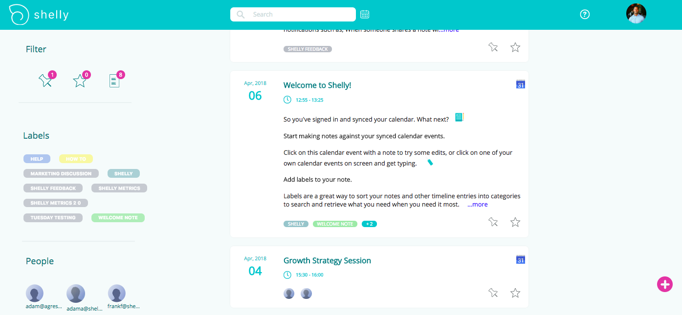 Shelly: A smart notes app made for your calendar 🗓️ | Product Hunt