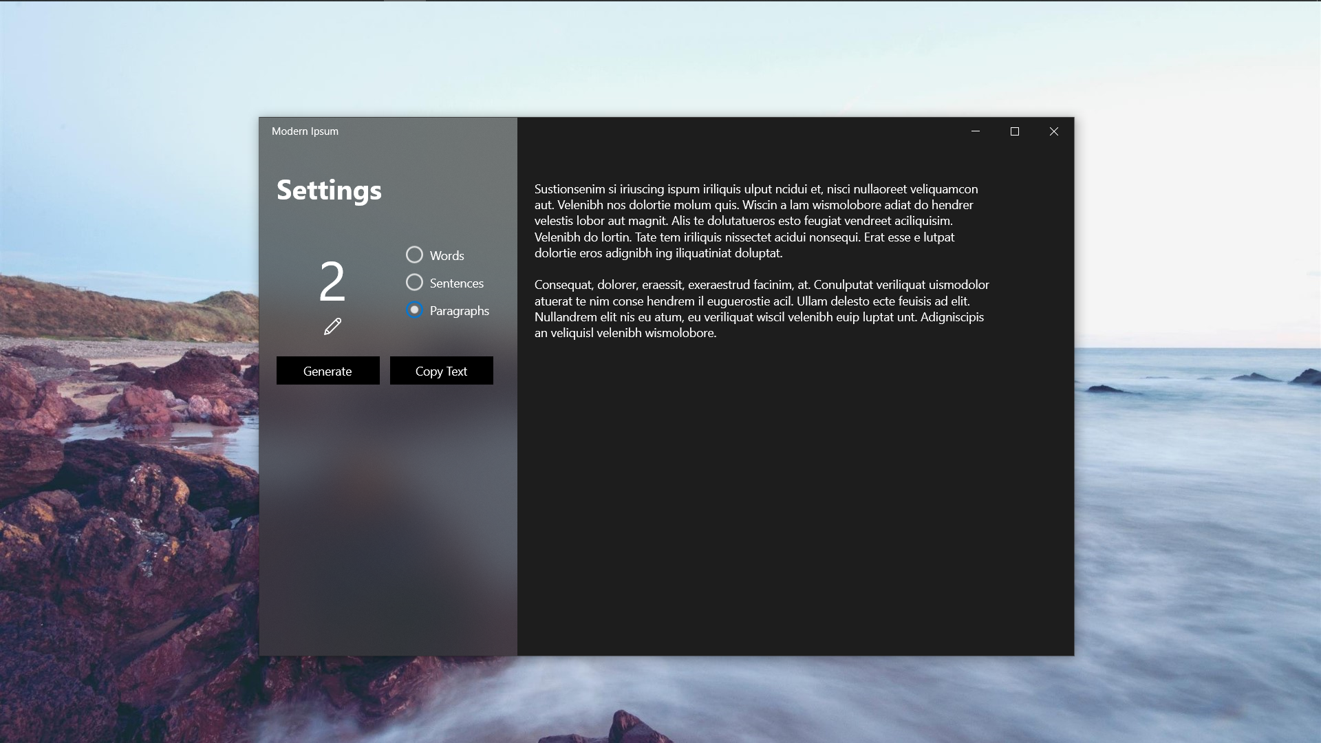 Modern Ipsum: Generate Lorem Ipsum Text Offline with ease on Windows 10 ...