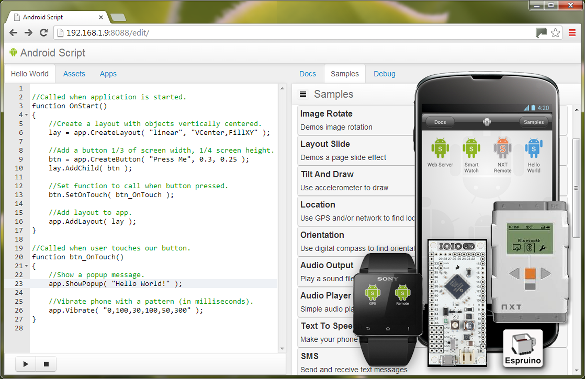 DroidScript - Mobile Coding IDE for Android Product Information and ...