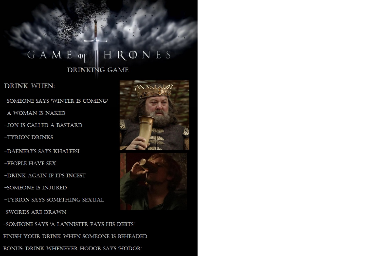 GoT Drinking Game - Product Information, Latest Updates, and Reviews ...