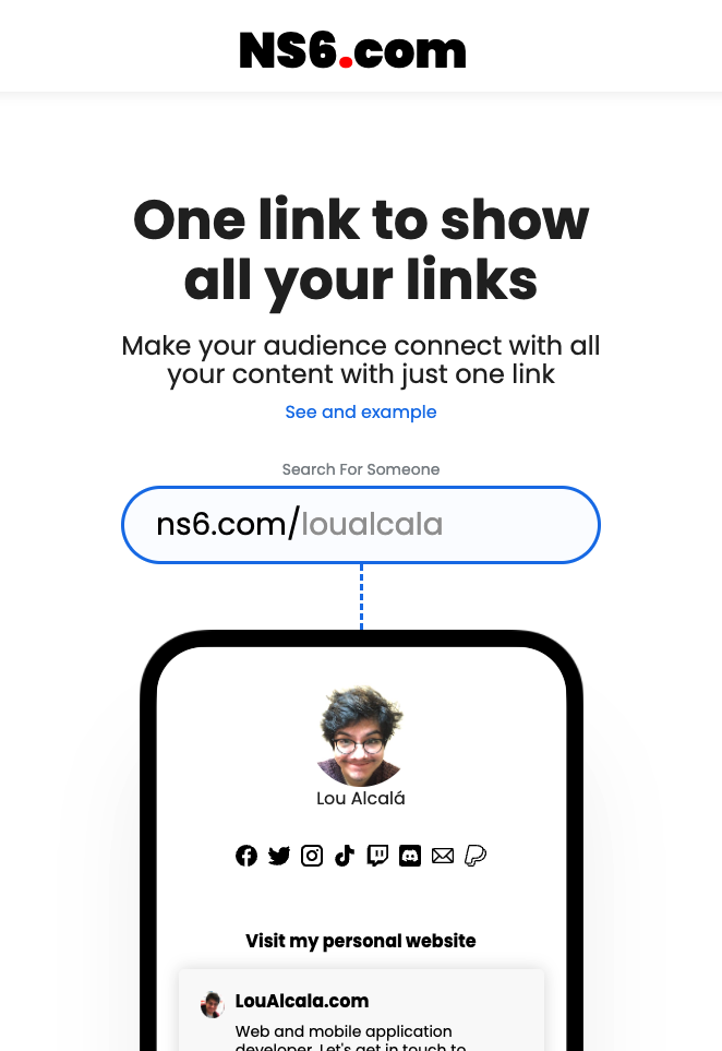 NS6.com: One link to show all your links | Product Hunt