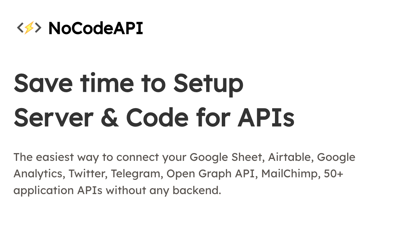 NoCodeAPI 2.0 : p/nocodeapi | Product Hunt